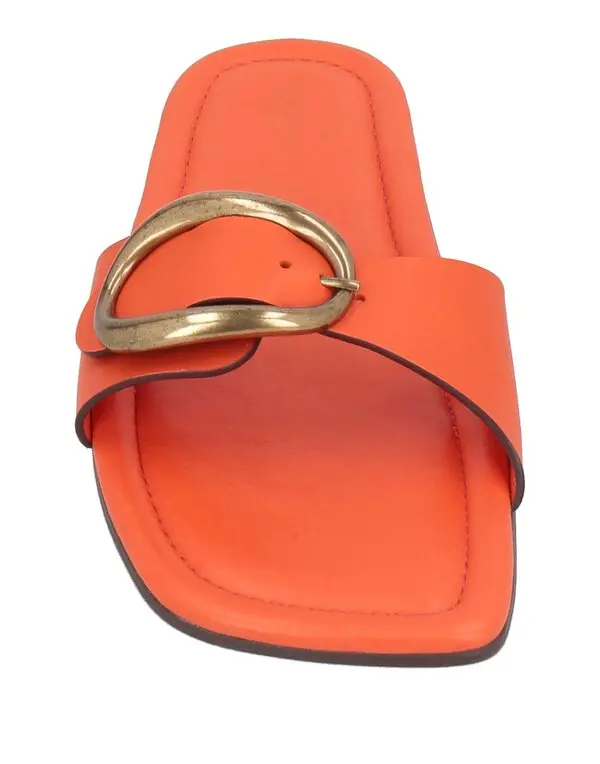Farm Rio Leather Square Toe Slides With Buckle Detail
