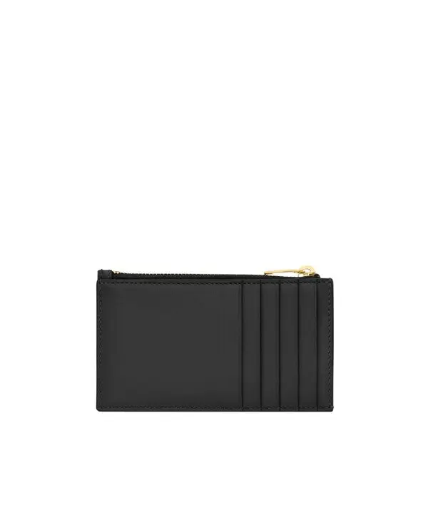 Saint Laurent Cassandre Matelassé Fragments Zipped Card Case In Lambskin