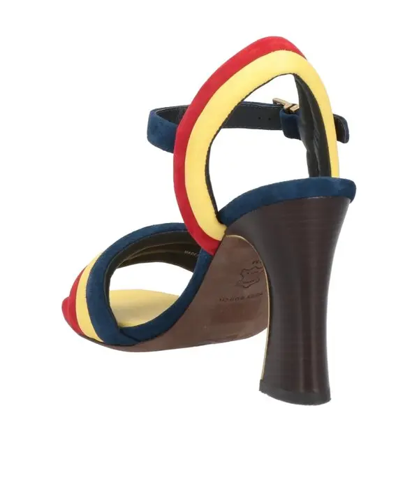 Tory Burch Multicolor Patchwork Slingback Block Heel Sandals - Black