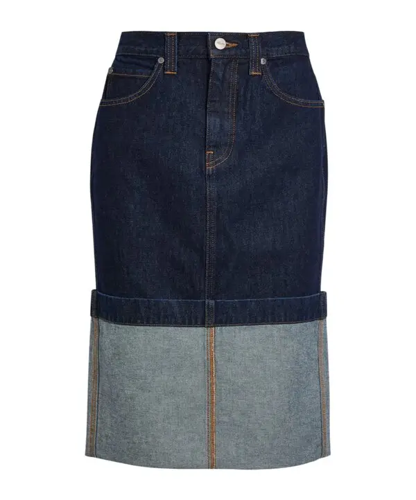 Khaite Turn-up Hem Denim Skirt - Black