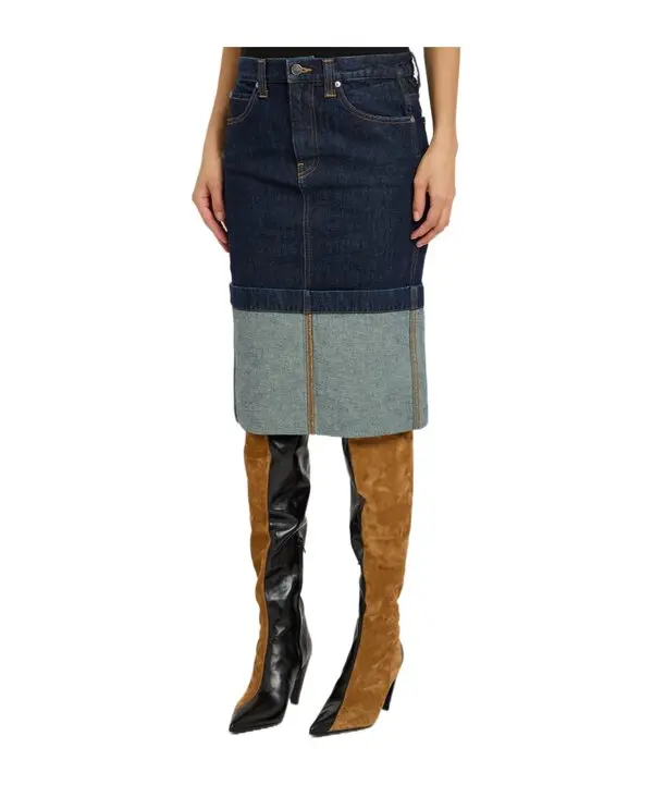 Khaite Turn-up Hem Denim Skirt