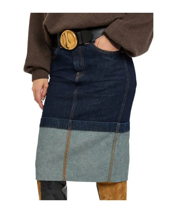 Khaite Turn-up Hem Denim Skirt
