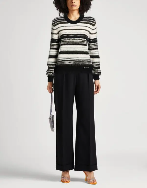 GANNI Striped Intarsia-knit Cardigan