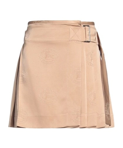 Burberry Satin Logo Print Pleated Mini Skirt