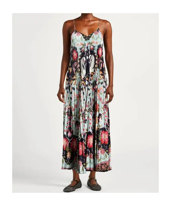 Farm Rio Floral Pleated Slip Dress