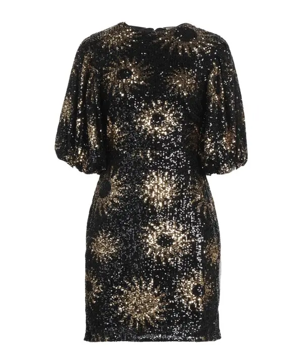 Farm Rio Sequin Round Neck Mini Dress - Black