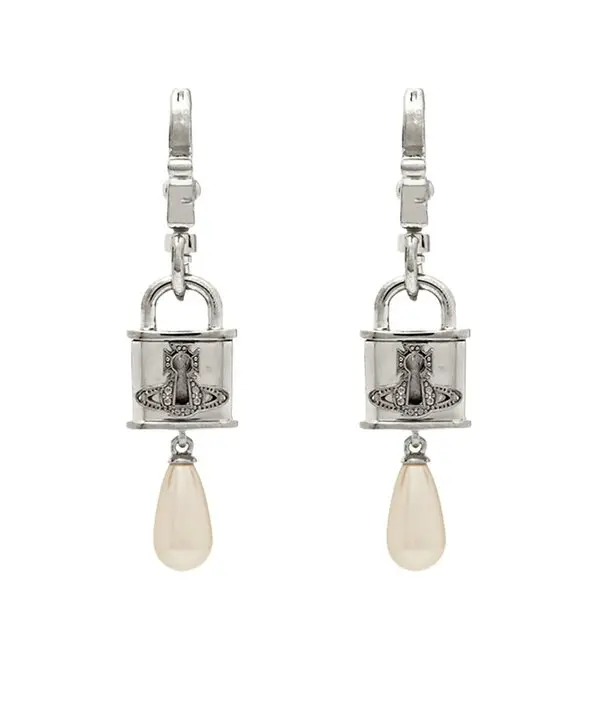 VIVIENNE WESTWOOD Celestia Small Padlock Drop Earrings - Gray