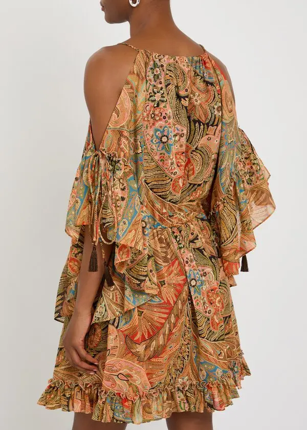 Etro Paisley Frill Cotton Mini Dress