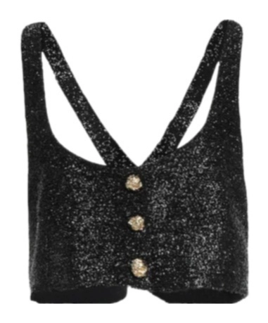 GANNI Sequined Cropped Top - White