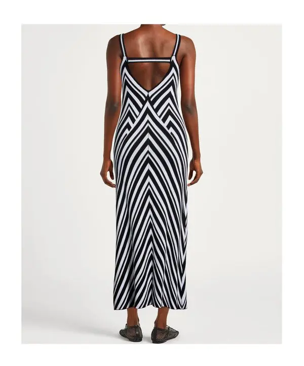 Farm Rio Sleeveless V-neck Maxi Dress With Striped Pattern