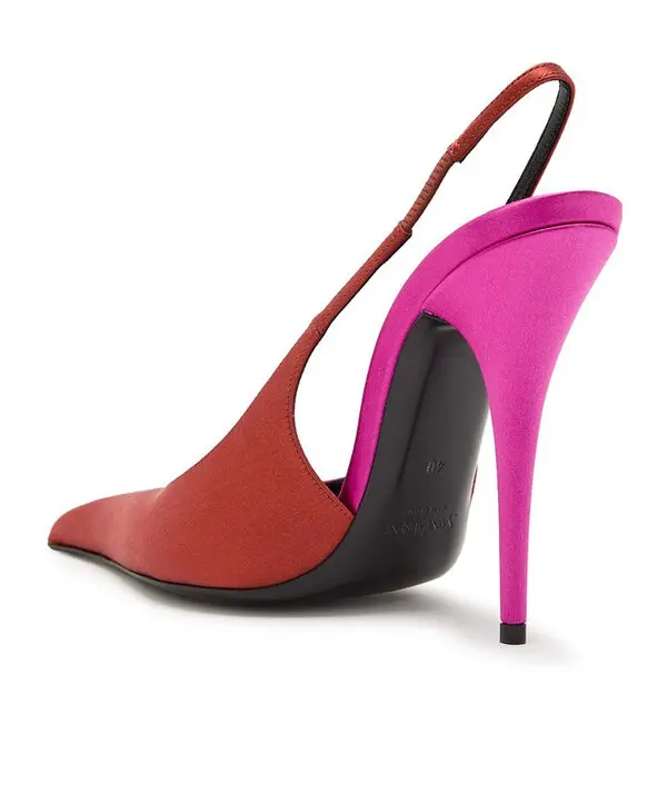 Saint Laurent Deroche 110 Satin Slingback Pumps