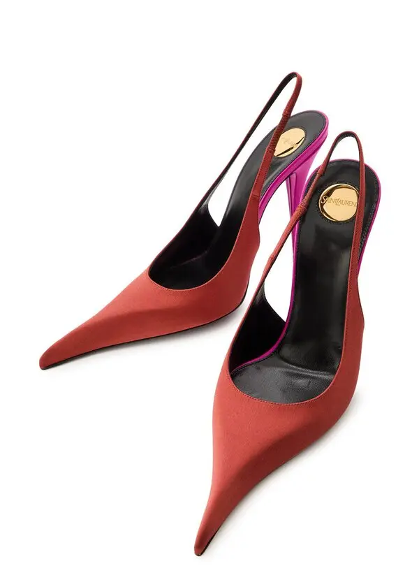 Saint Laurent Deroche 110 Satin Slingback Pumps