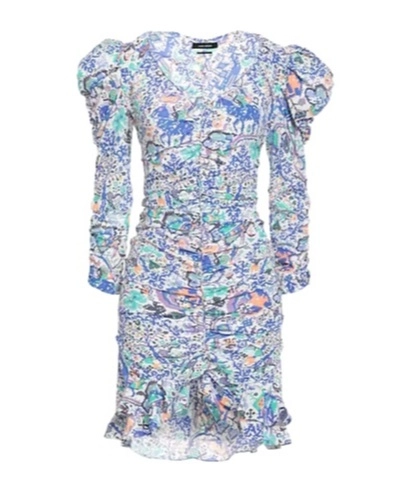 Isabel Marant Étoile Patchwork Chiffon Long Sleeve V-neck Dress