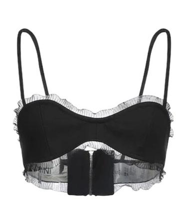GANNI Crepe Crop Top - Black