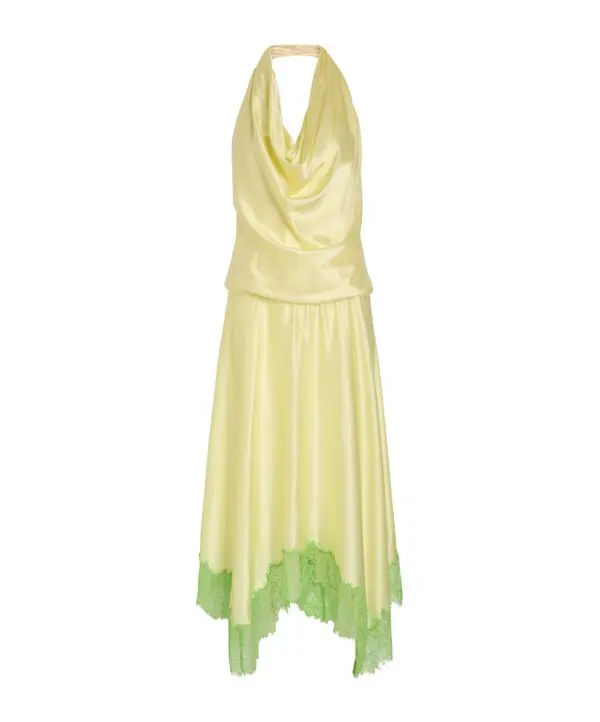 Staud Lace-trim Stretch-silk Midi Dress
