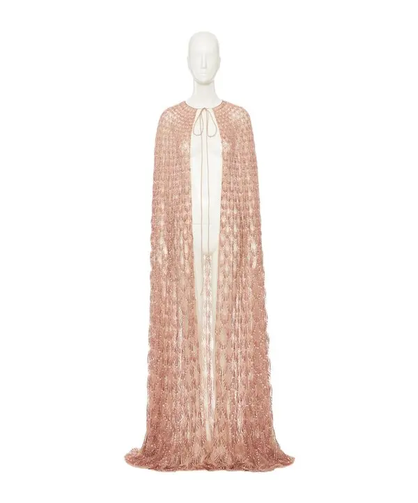 Valentino Garavani Embellished Tie-waist Cape - Nude