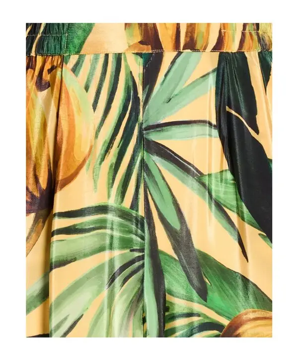 Farm Rio Straight-leg Floral-print Satin Trousers - Green