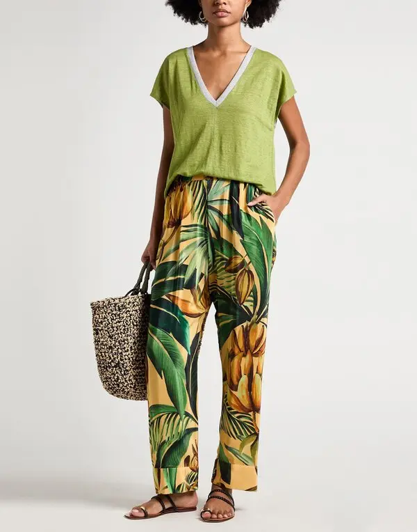 Farm Rio Straight-leg Floral-print Satin Trousers - Green