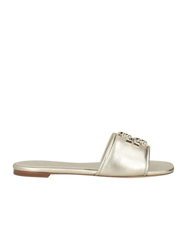 Tory Burch Metallic Leather Slide Sandals