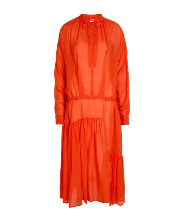 Dries Van Noten Denvo Tie Ramie Shirt Dress - Red