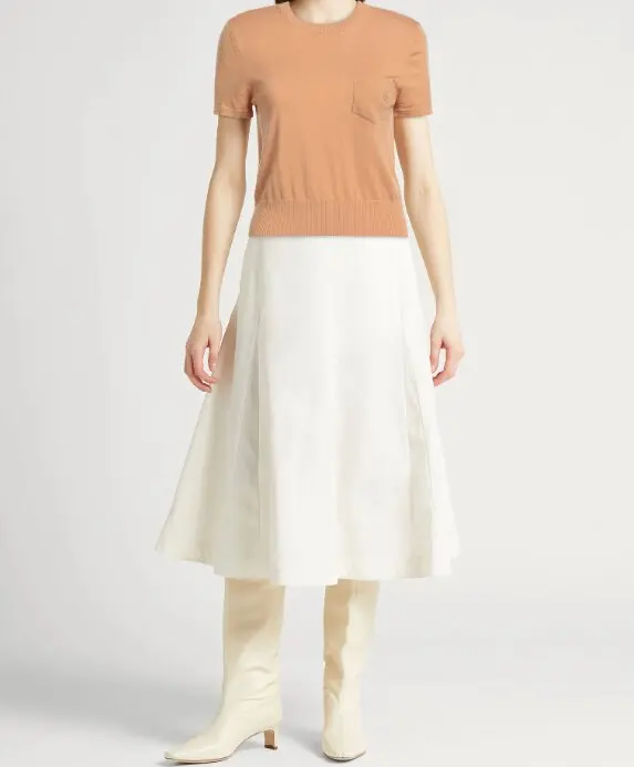 Chloé Wool Knit Embroidered Logo Short Sleeve Jumper