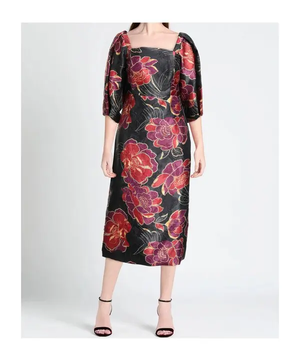 Farm Rio Square Neck Floral Midi Dress
