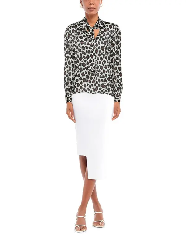 Saint Laurent Animal Print Satin Bow Shirt