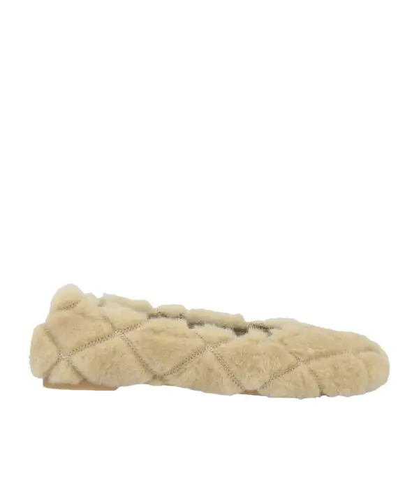 Burberry Shearling Quilted Ballet Flats - Nude