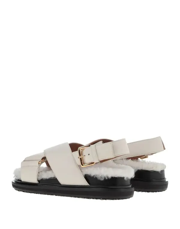 Marni Leather One-strap Sandals With Shearling Lining