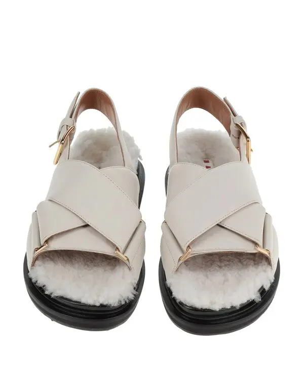 Marni Leather One-strap Sandals With Shearling Lining