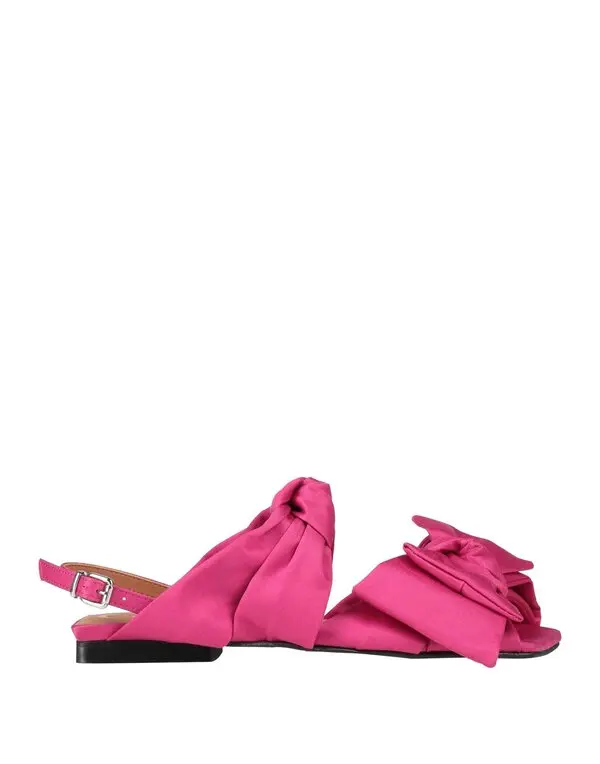 GANNI Satin Ankle Strap Flat Sandals - Pink