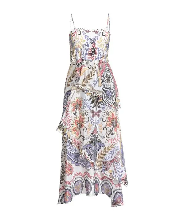 Farm Rio Floral Print Layered Slip Dress - White