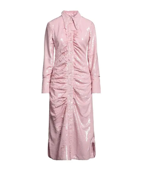 GANNI Sequinned Dress With Open Back And Button Detail - Pink