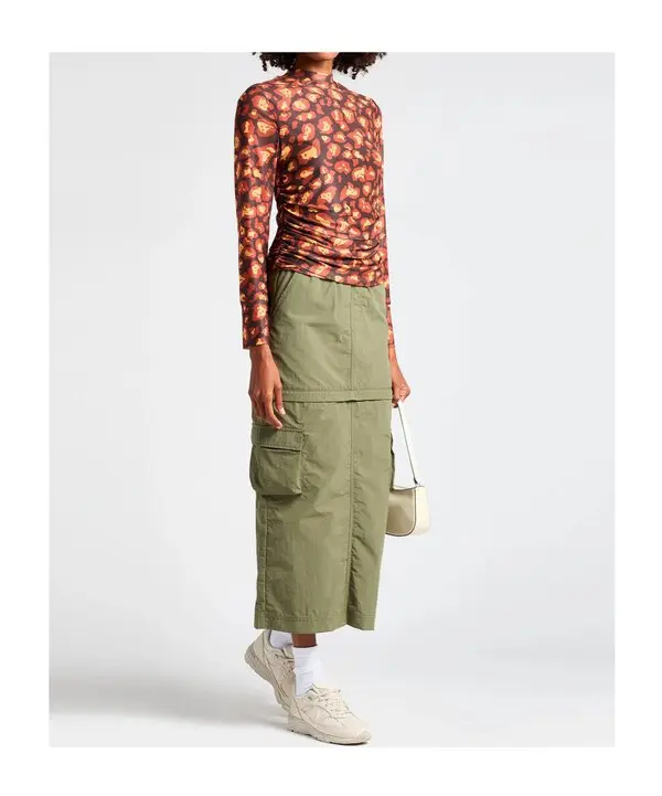 Farm Rio Long-sleeved High-neck Printed Top - Mocha