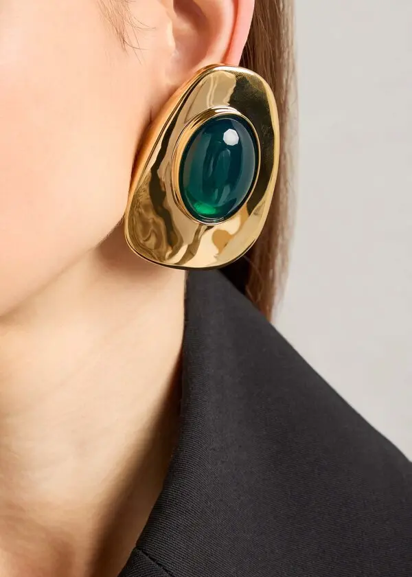 Saint Laurent Cabochon Clip-on Stud Earrings