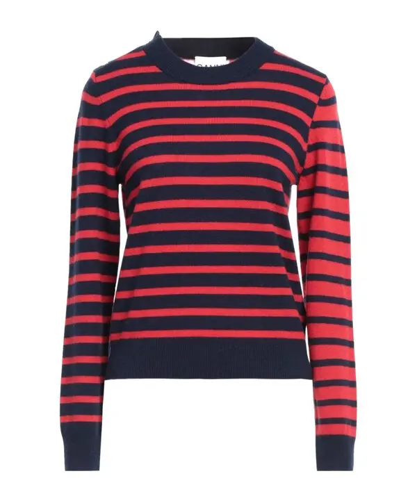 GANNI Striped Crewneck Long Sleeve Pullover