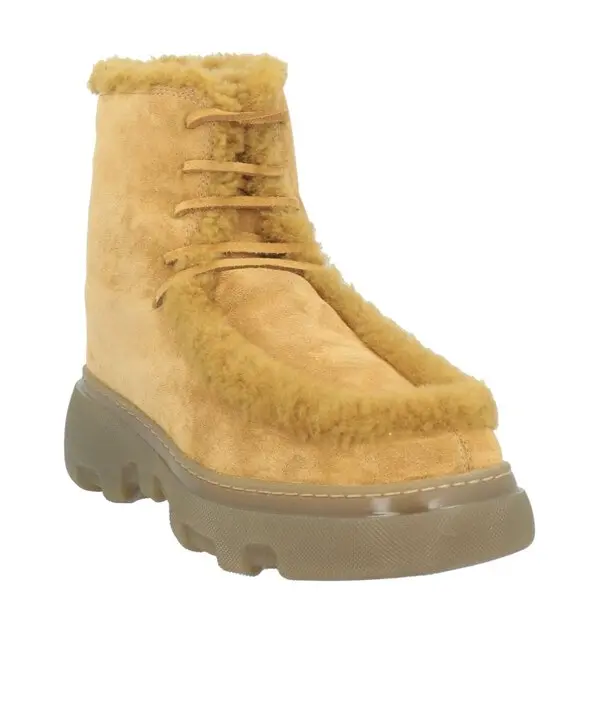 Burberry Suede Platform Ankle Boots - Brown