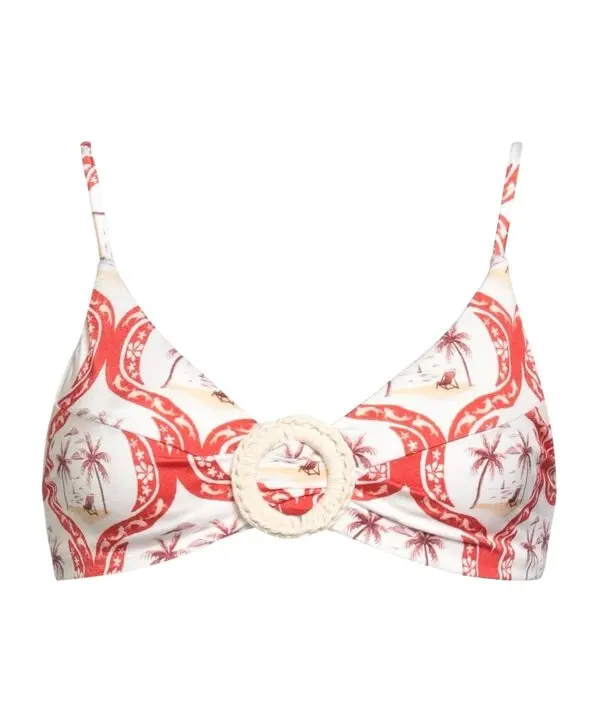 Farm Rio Printed Triangle Bikini Top - White