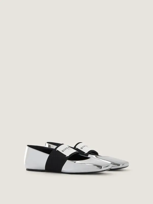 Givenchy Sliced Square Ballerinas In Mirror Effect Leather - Silver-gray