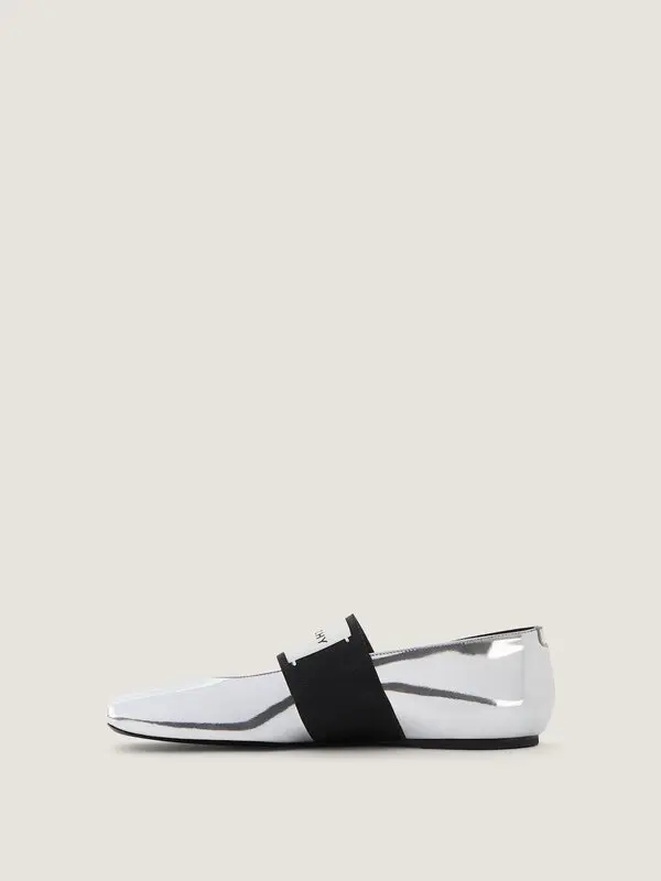 Givenchy Sliced Square Ballerinas In Mirror Effect Leather - Silver-gray