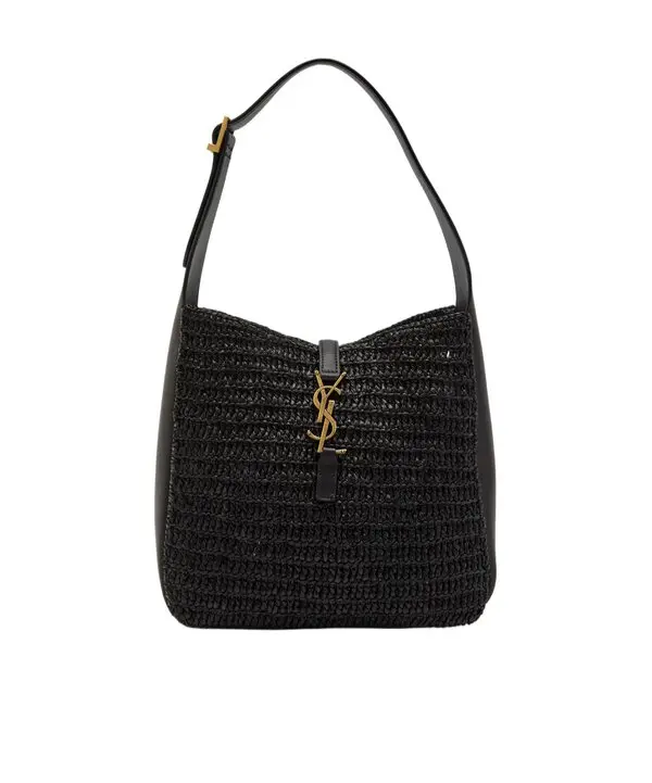 Saint Laurent Le 5 À 7 Small Raffia Bucket Bag