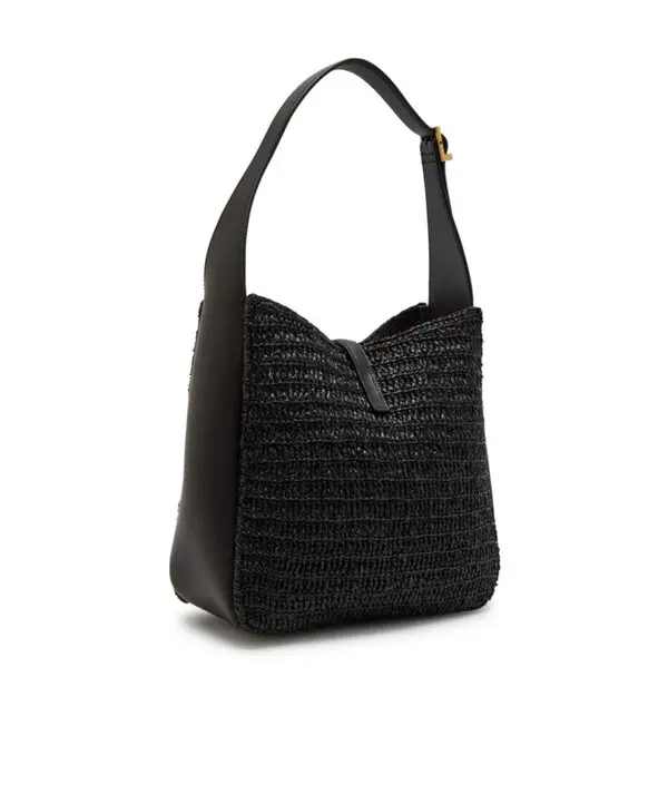 Saint Laurent Le 5 À 7 Small Raffia Bucket Bag