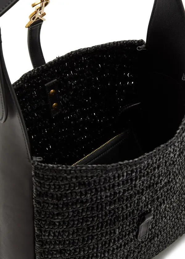 Saint Laurent Le 5 À 7 Small Raffia Bucket Bag