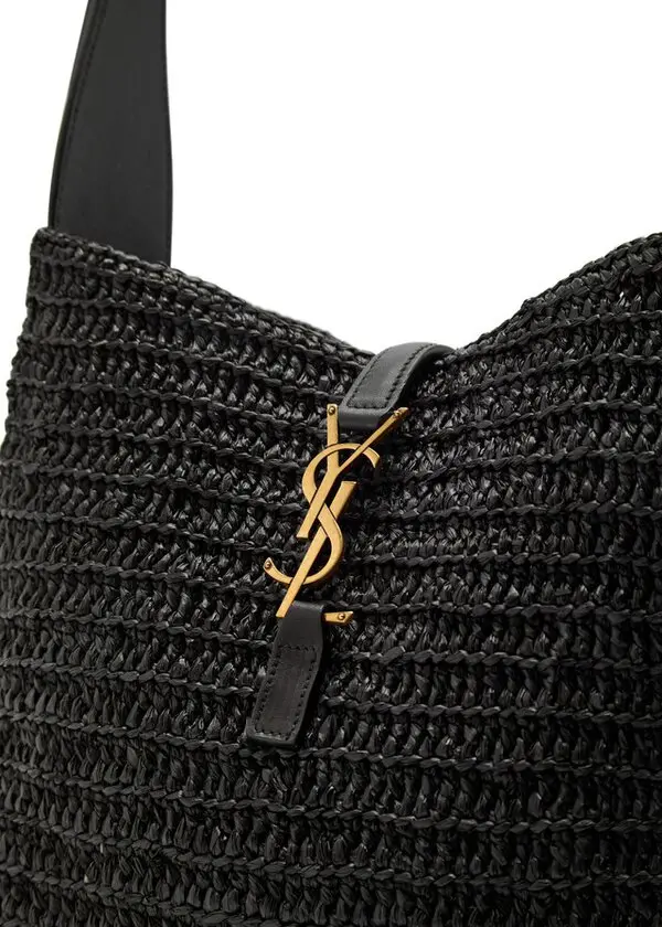 Saint Laurent Le 5 À 7 Small Raffia Bucket Bag