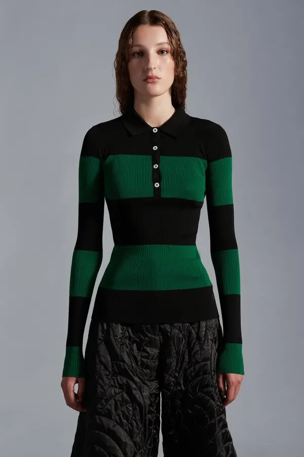 Moncler Wool Long-sleeve Polo Shirt