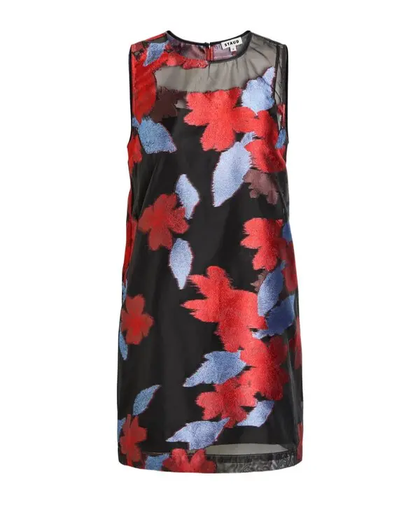 Staud Devoré Organza Mini Dress - Black