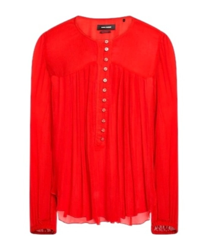 Isabel Marant Étoile Georgette Gathered Top - Red