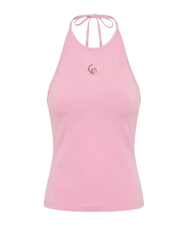 MARINE SERRE Embellished Logo Halter Top - Pink