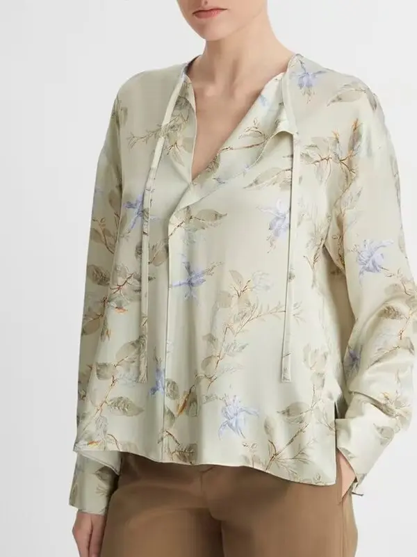 Vince Long Sleeve Floral Printed Shirt