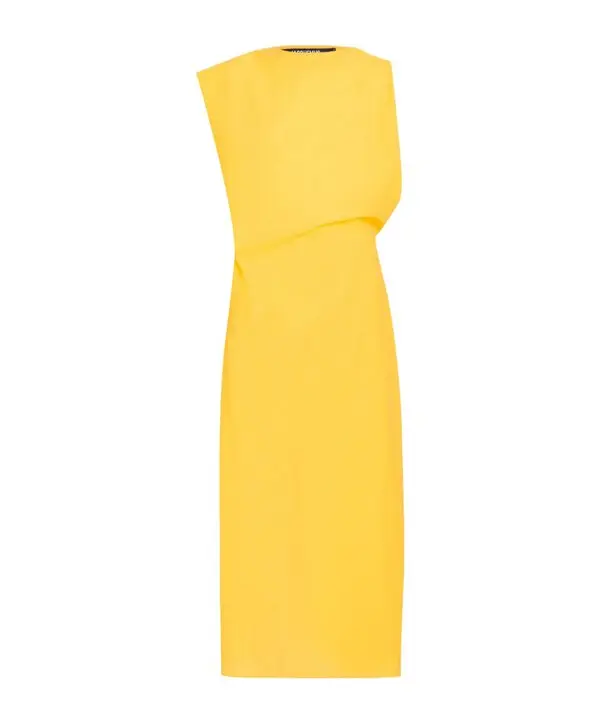 Jacquemus La Robe Drap Draped Cotton-blend Midi Dress